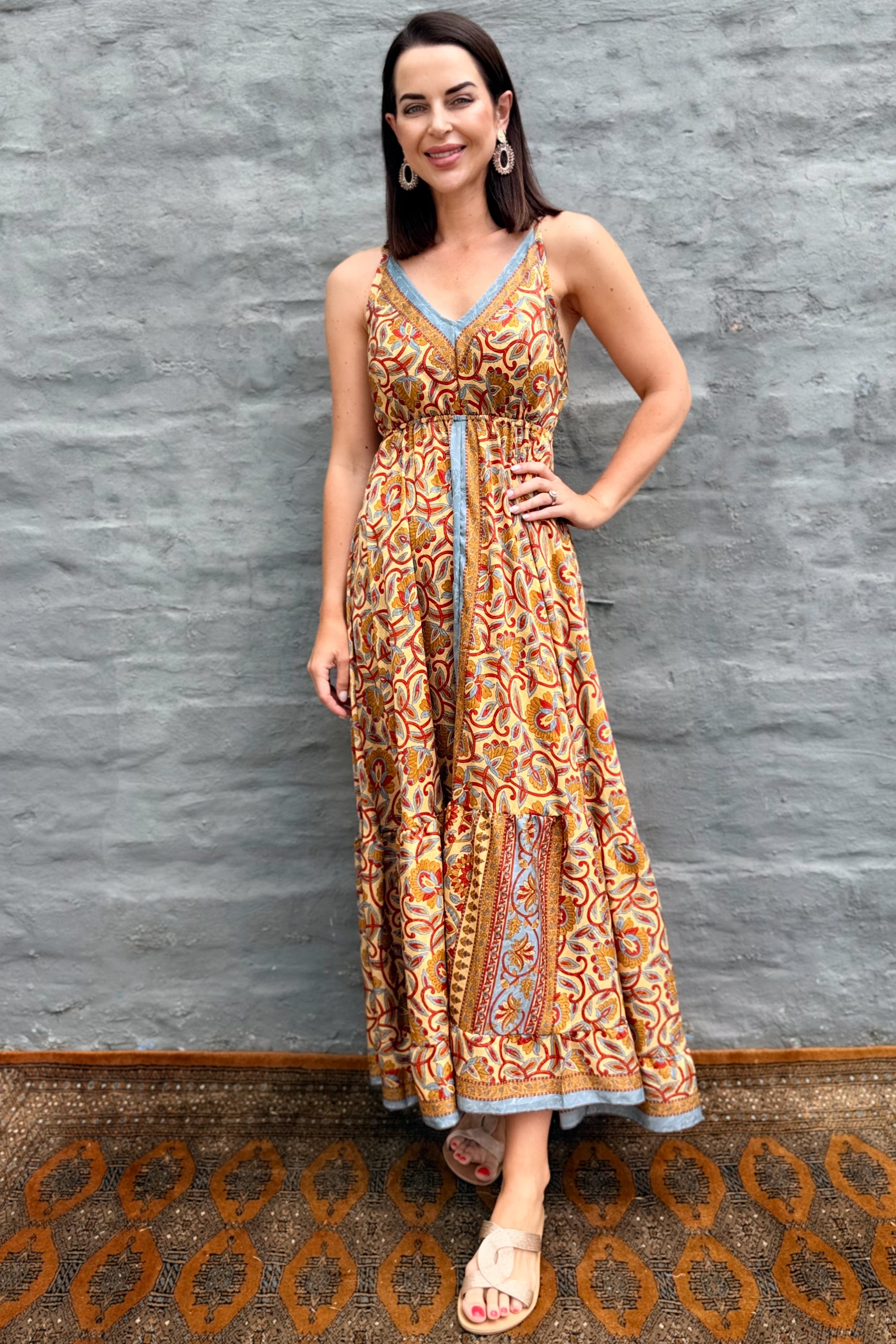 Yara Dress In Golden Floral – Exotic Marigold Boutique